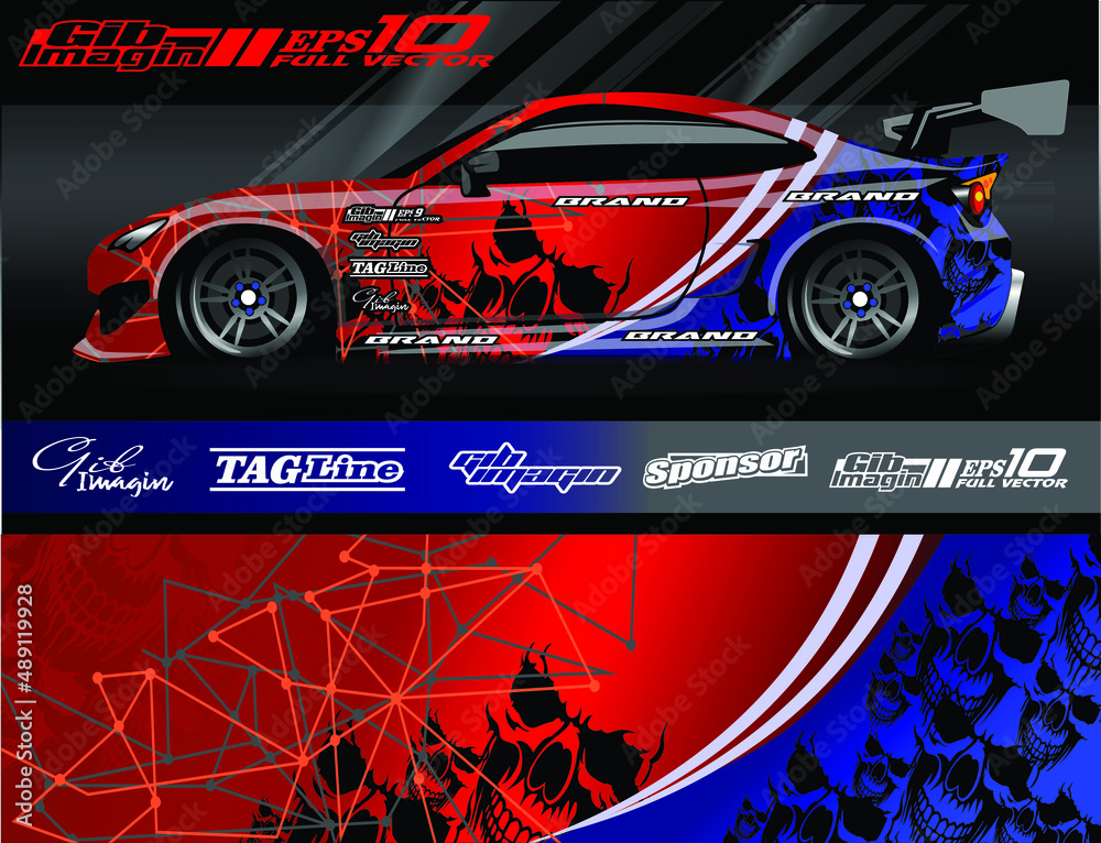 Graphic abstract stripe racing background designs for vehicle, rally ...