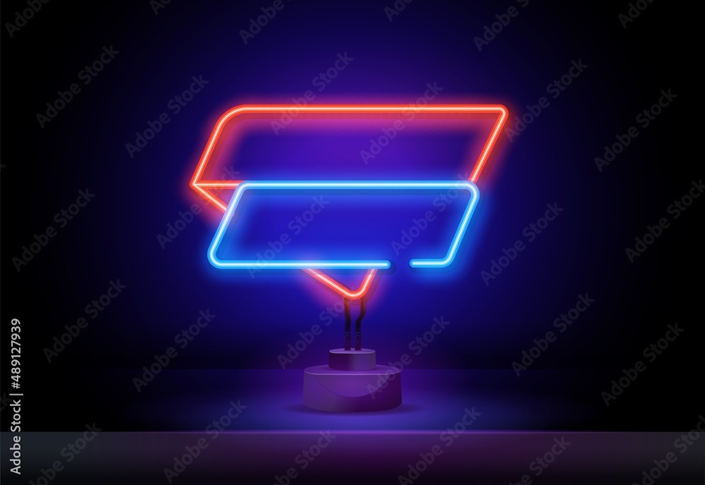 neon geometric frame. Abstract colored neon banner, neon frame with ...