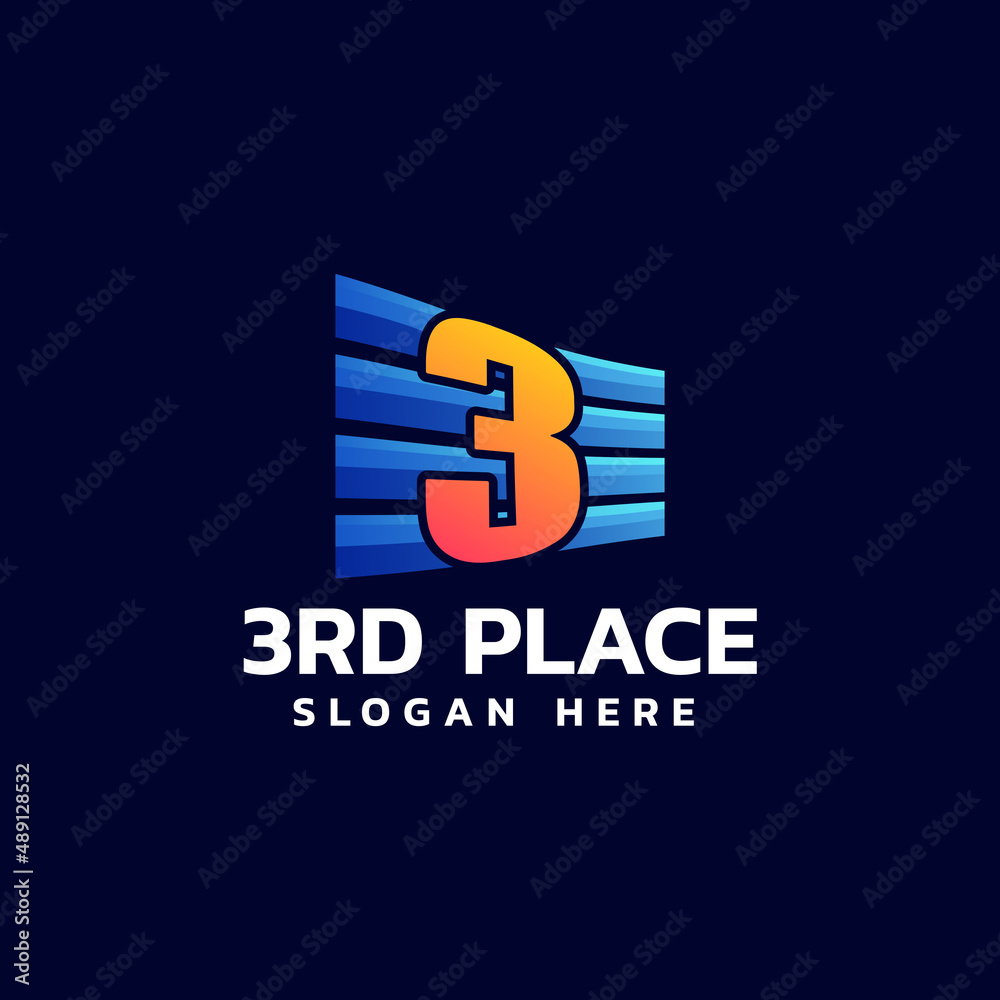 Vector Logo Illustration Number 3 Gradient Colorful Style. Stock Vector ...