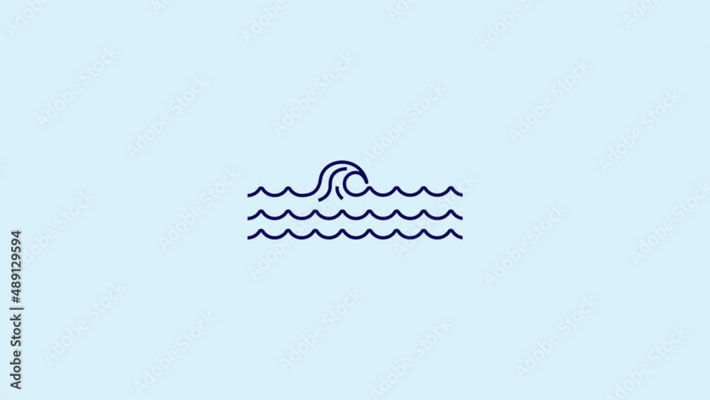 simple minimalist line art wave animation,vector illustration icon ...
