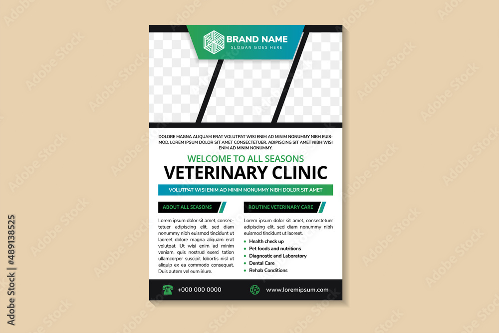 Veterinary Clinic and Pet Doctor vertical flyer. Healthy Smile poster ...
