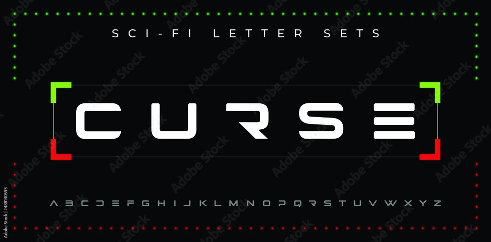 CURSE, Modern tech futuristic alphabet letter font. Luxury digital ...
