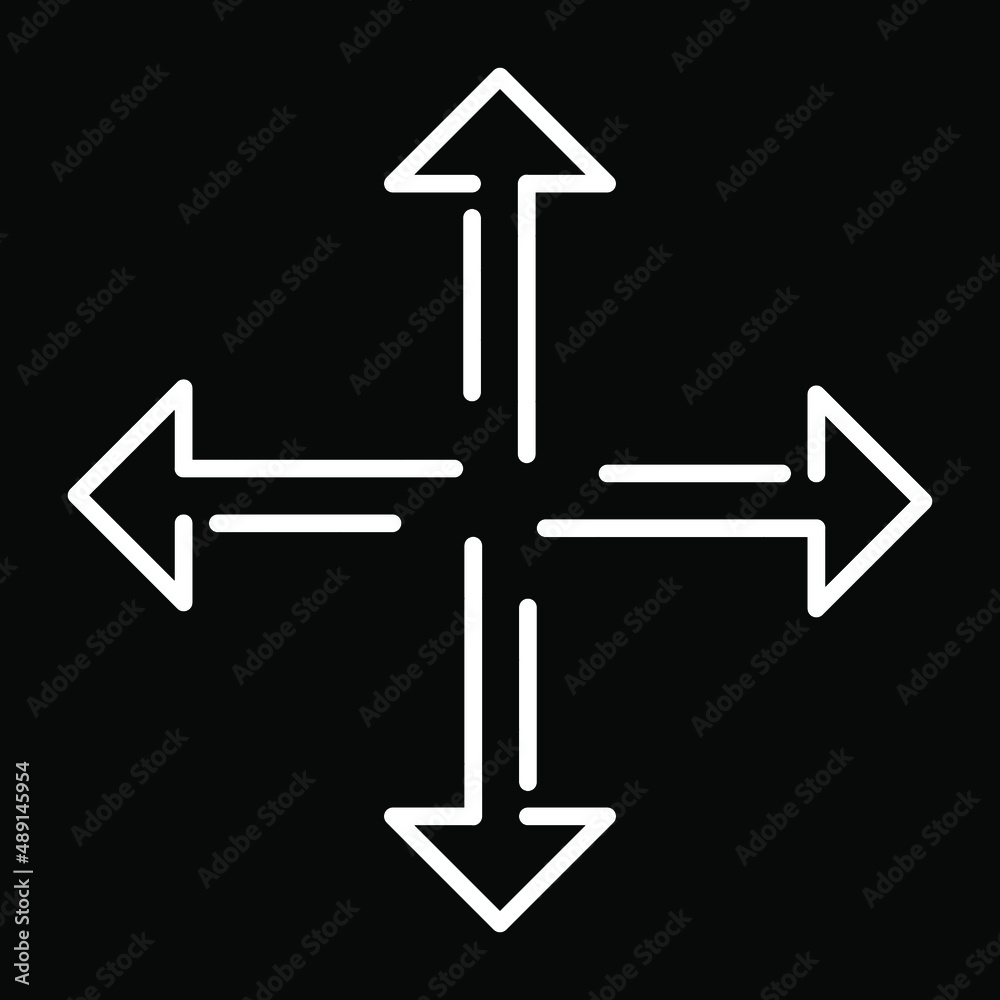 Four arrows point out from the center. Outward directions icon. Symbol ...