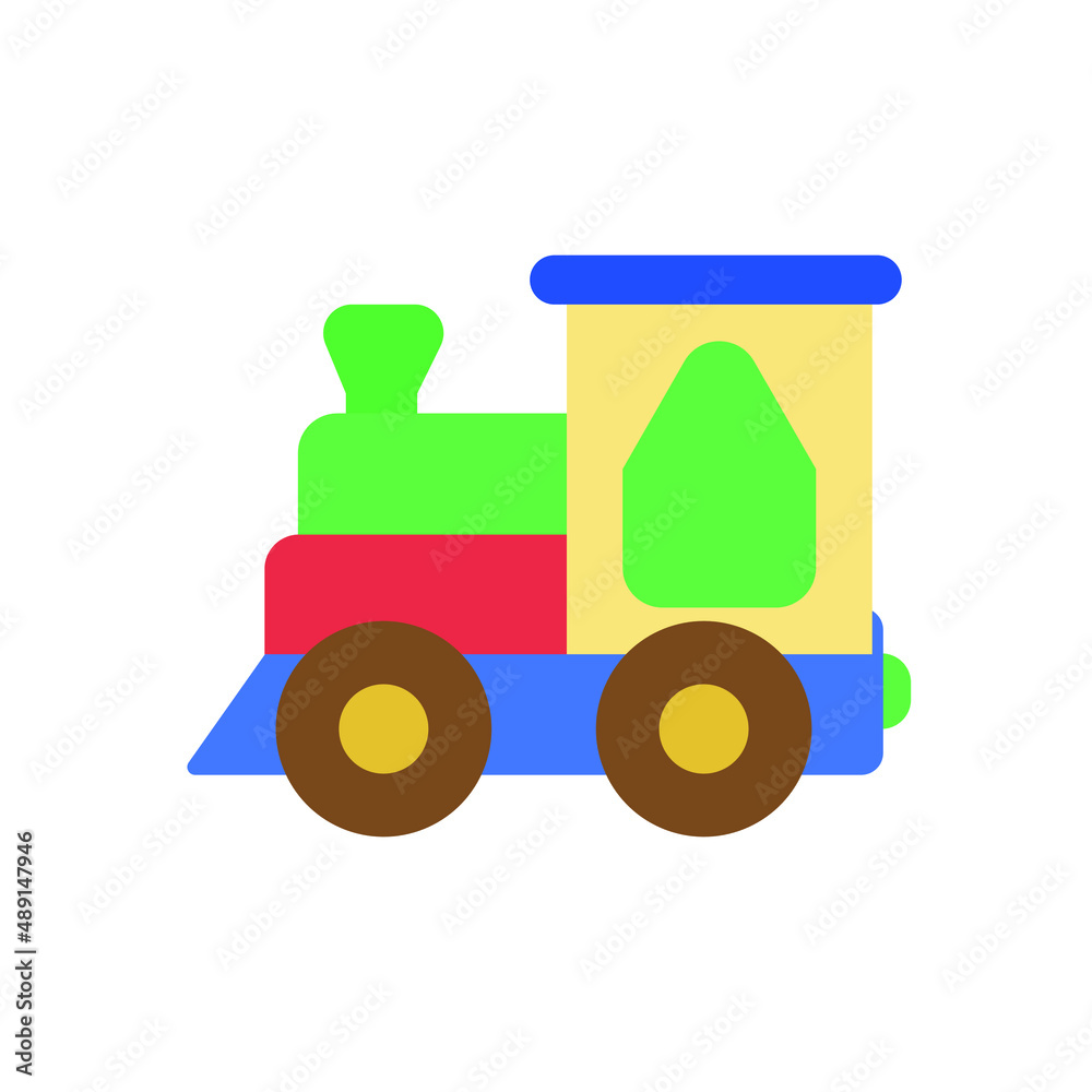 Cartoon toy train with colorful blocks isolated over white and toy ...