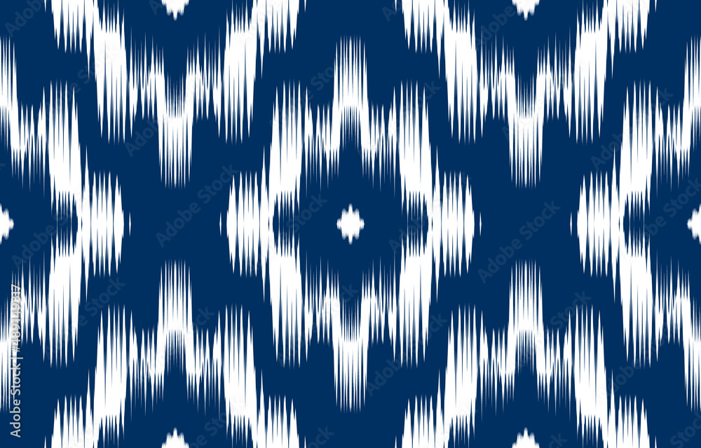 beautiful floral Ikat ethnic design. Seamless ikat floral pattern in ...