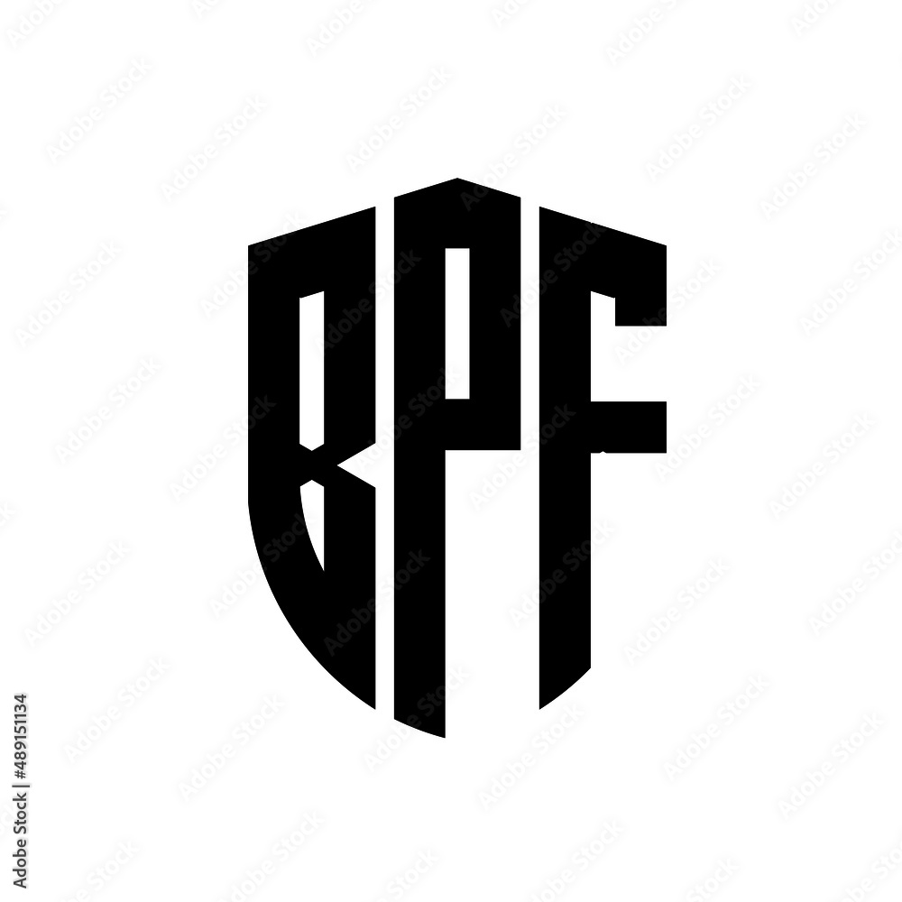 BPF letter logo design. BPF modern letter logo with black background ...