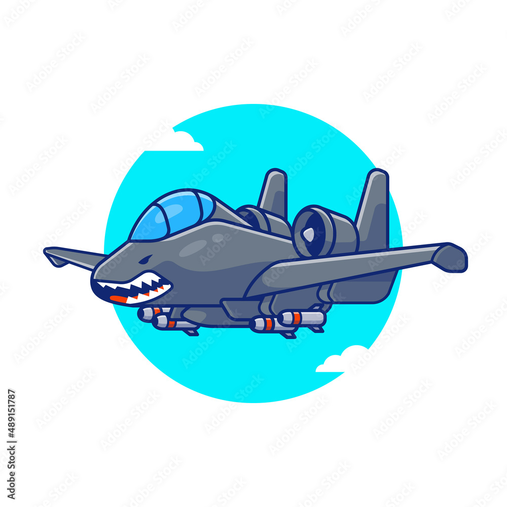 Jet Fighter Airplane Cartoon Vector Icon Illustration. Air ...
