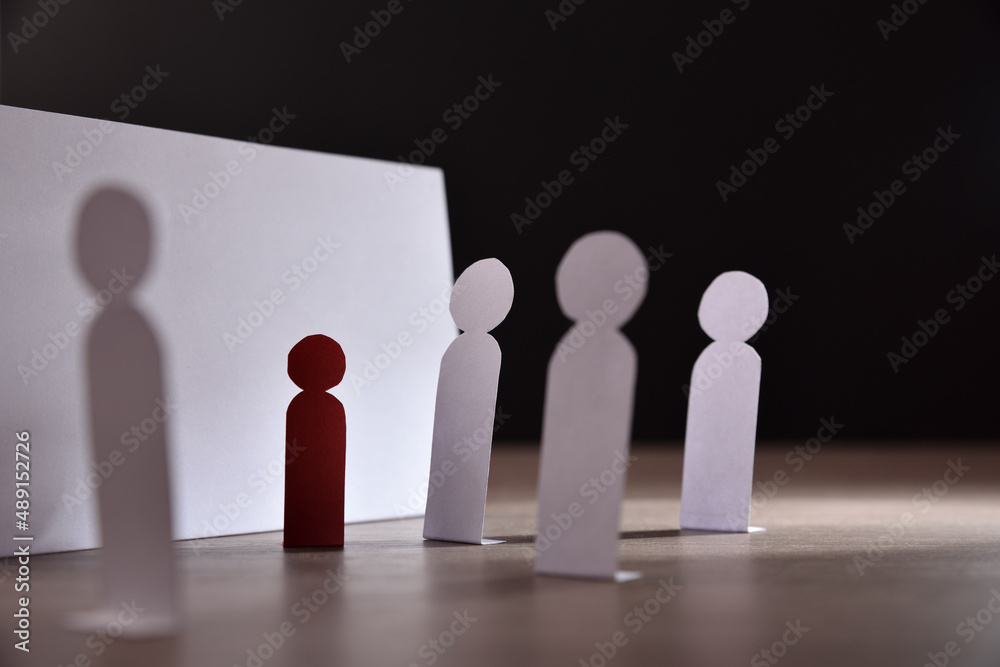 Child bullying concept with paper cutouts and dark background Stock ...