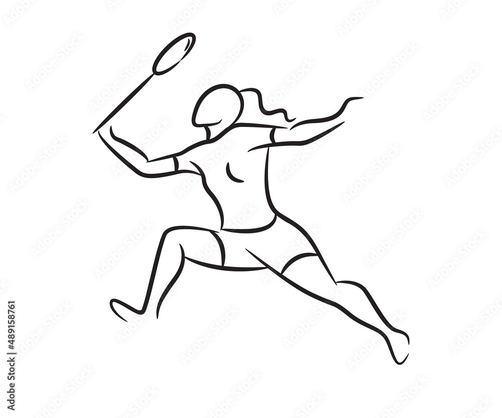 badminton player hand drawn and sketch illustration Stock Vector ...