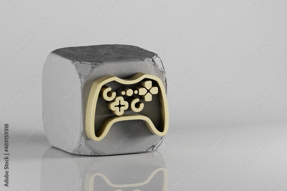 Beautiful Golden Joystick video game retro style symbol icons on a ...