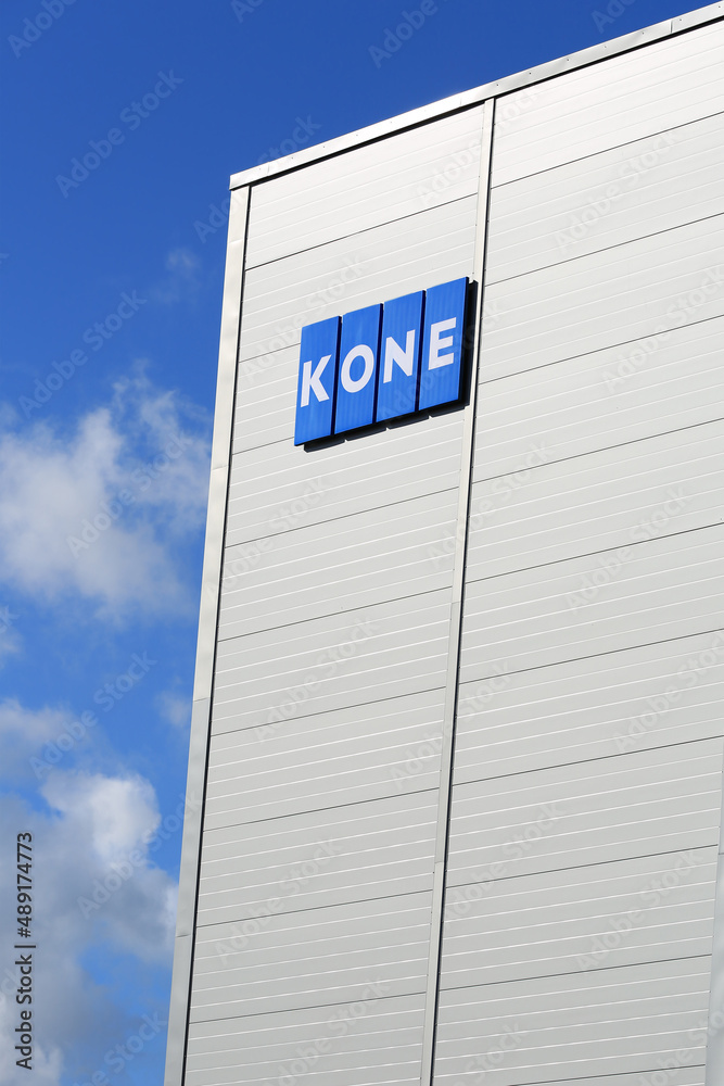 KONE Logo at KONE People Flow Center Building in Hyvinkää, Finland, and ...