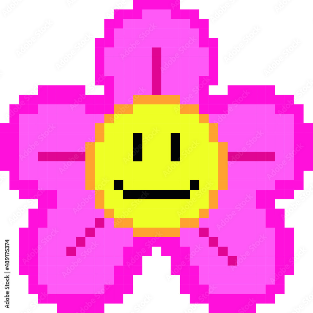 Flower Pixel art on a white background. Pixel art. Vector illustration ...