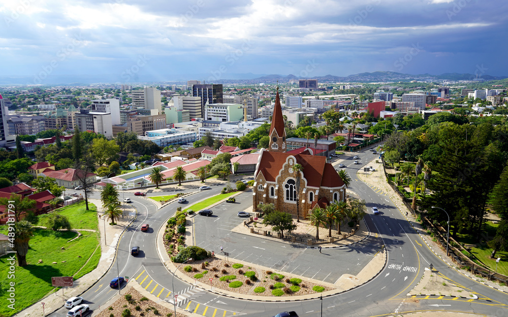 12 February 2022 - Windhoek, Namibia :Landmark building of Christus ...