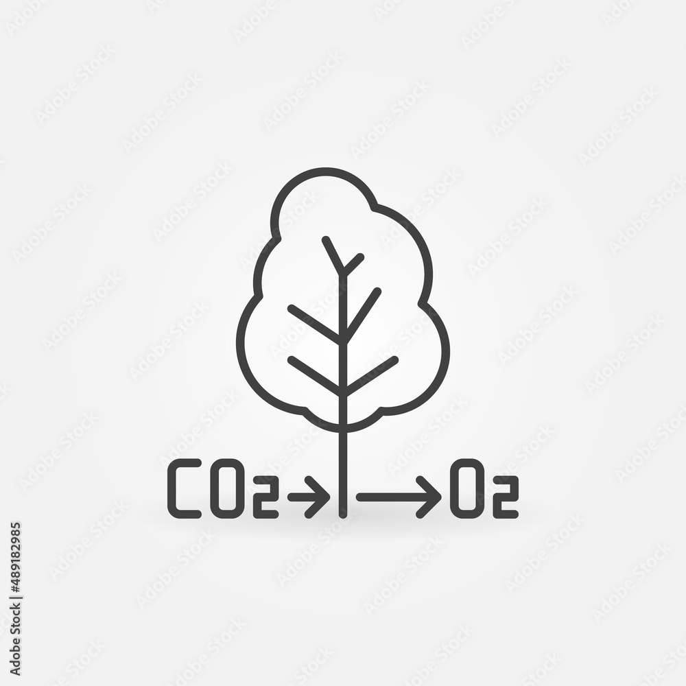 CO2 Tree O2 Oxygen vector Carbon Cycle outline icon Stock Vector ...