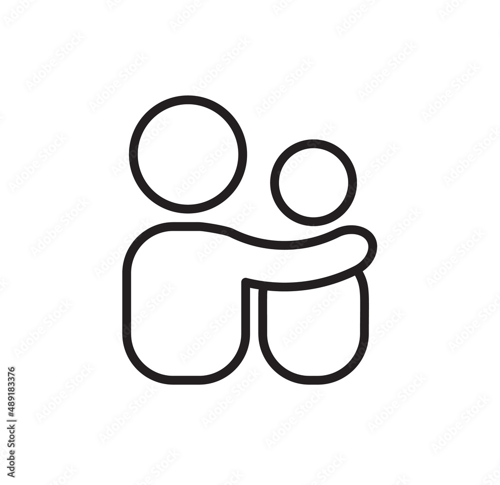 Vector simple icon Father hugging son. Happy father day isolated ...