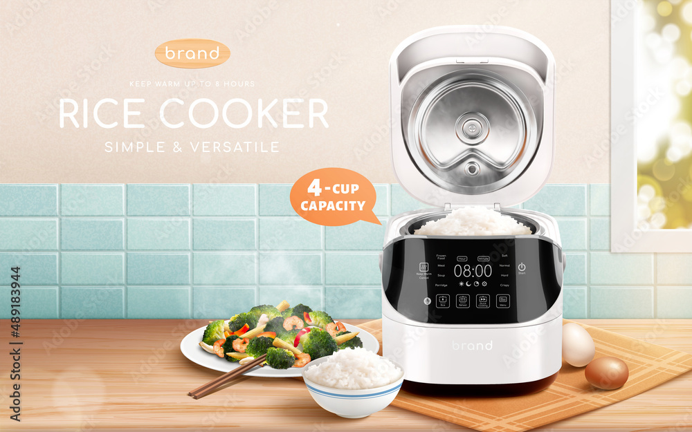 Intelligent electric rice cooker ad Stock Vector | Adobe Stock