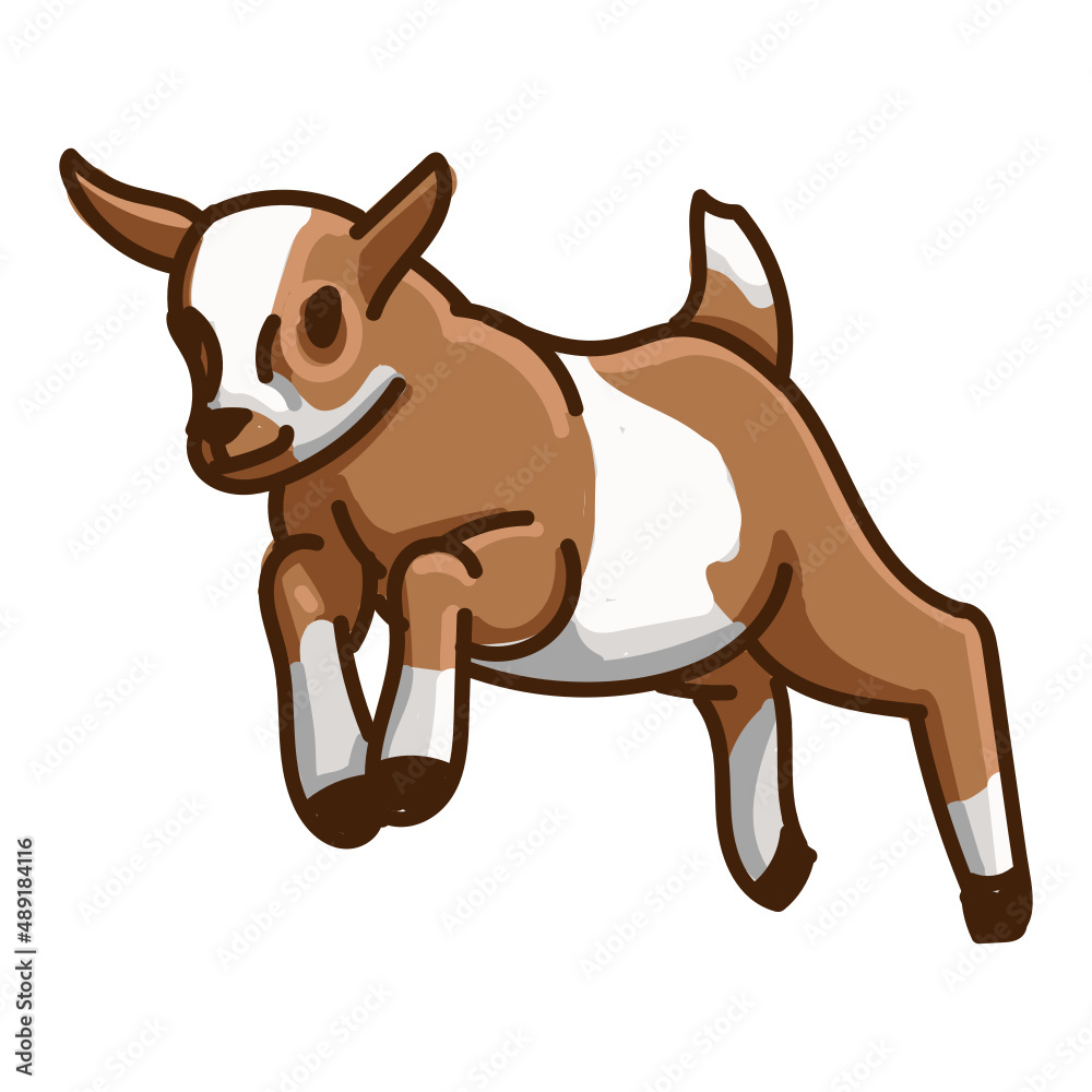 Hand drawn goat cartoon character illustration Animal. Stock Vector ...