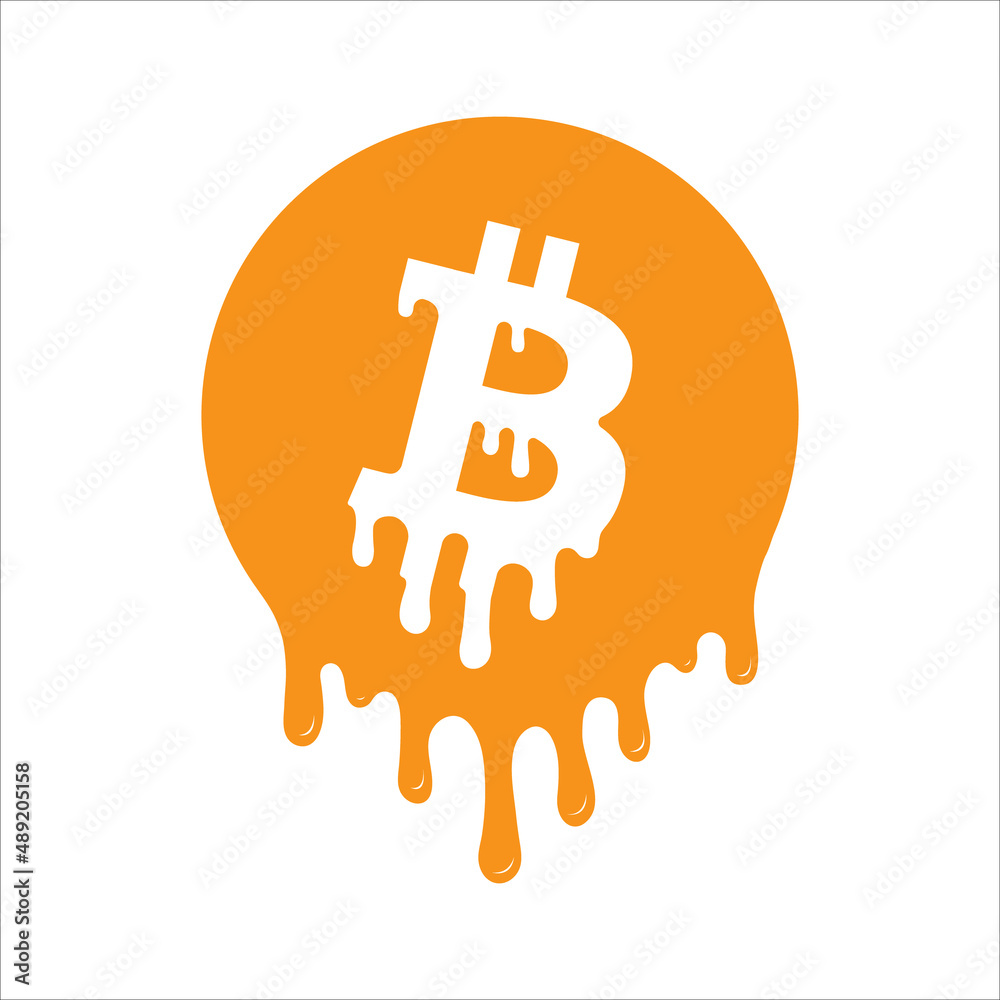 Bitcoin BTC coin dripping effect. Bleed on market crash vector ...