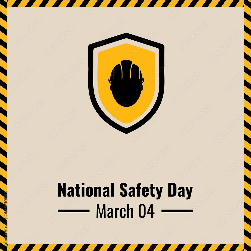 Safety Helmet and Shield Silhouette, National Safety Day design concept ...