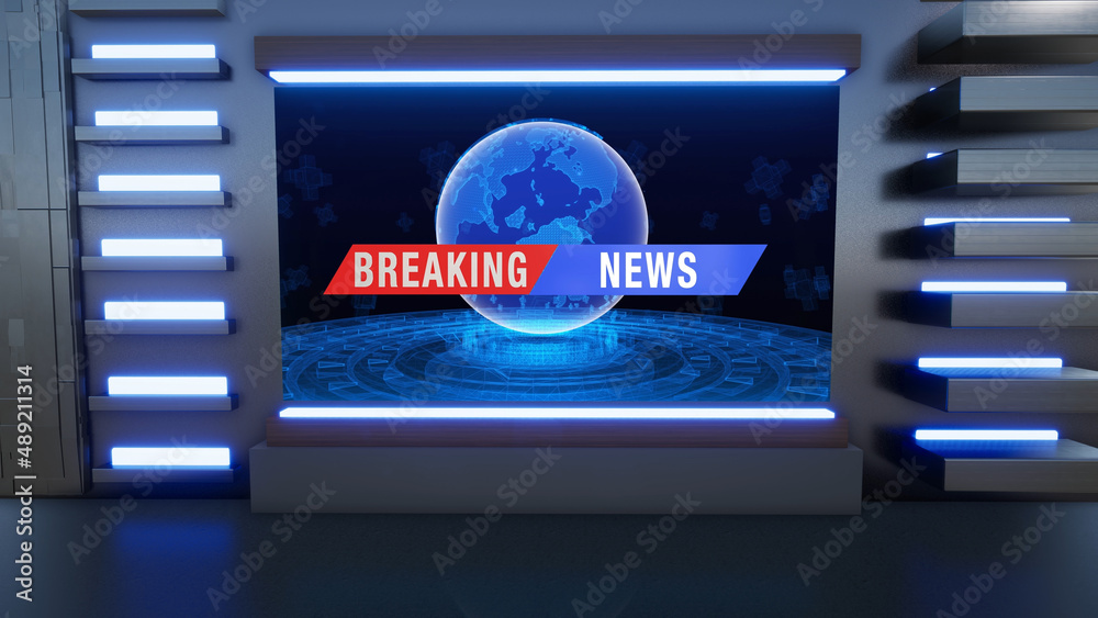 News Studio, Backdrop For TV Shows .TV On Wall.3D Virtual News Studio ...