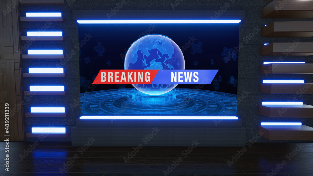 News Studio, Backdrop For TV Shows .TV On Wall.3D Virtual News Studio ...