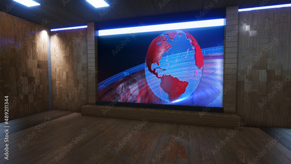 News Studio, Backdrop For TV Shows .TV On Wall.3D Virtual News Studio ...