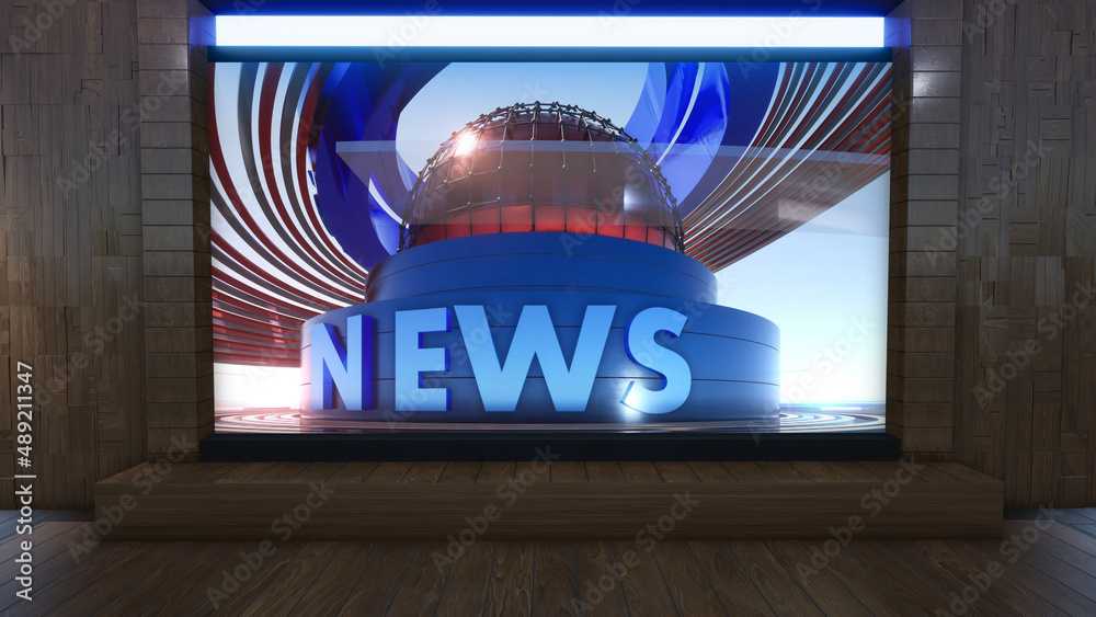 News Studio, Backdrop For TV Shows .TV On Wall.3D Virtual News Studio ...