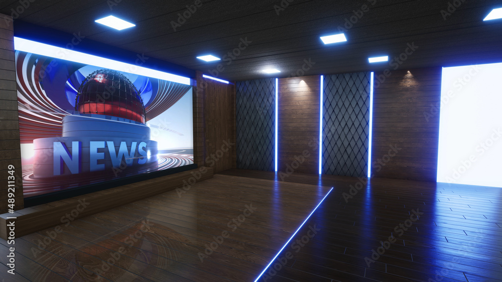 News Studio, Backdrop For TV Shows .TV On Wall.3D Virtual News Studio ...