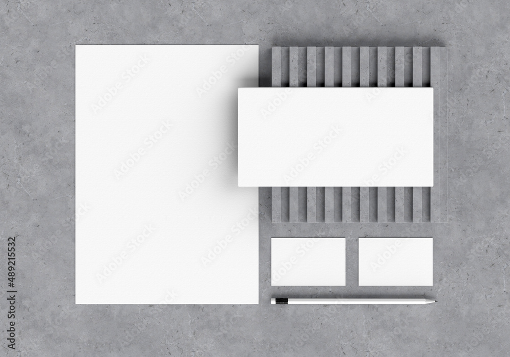 Base white stationery mockup template for branding identity on a gray ...