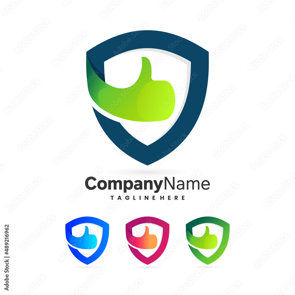 shield and thumbs up sign, safety logo Stock Vector | Adobe Stock