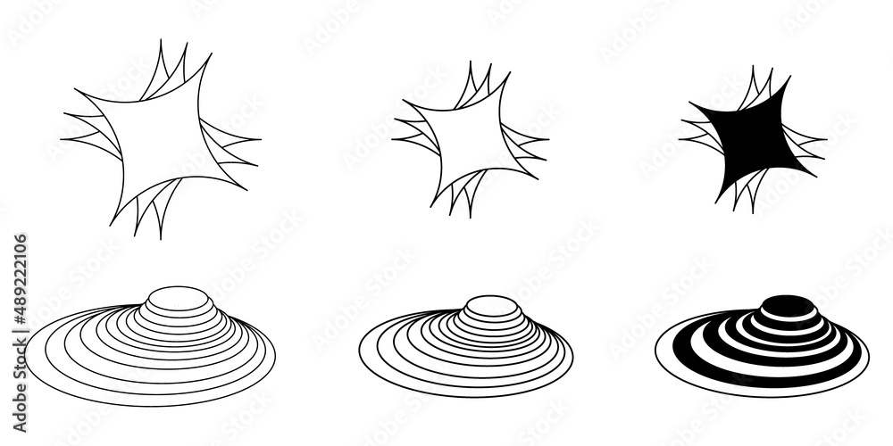 Futuristic line geometry shape retro abstract elements for logo poster ...