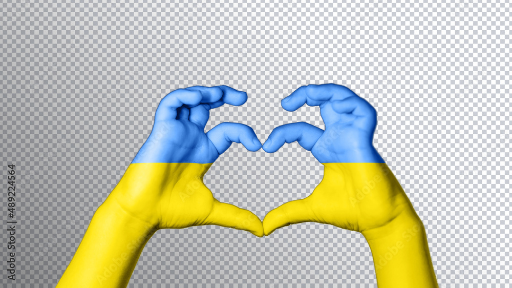 Ukraine flag, hands show symbol of heart Stock Photo | Adobe Stock