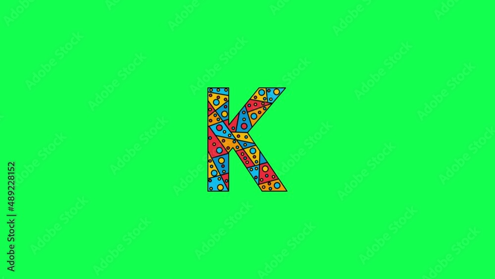 Letter K. Animated unique font made of circles and triangles, polygons ...