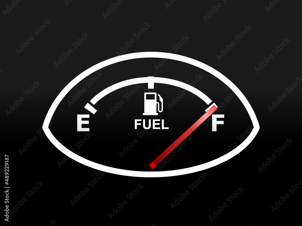 Full tank sign. Fuel gauge. Car petrol meter F. Gas filled vehicle ...