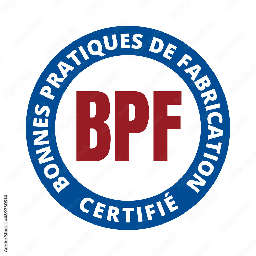 Symbole BPF bonnes pratiques de fabrication certifié ilustración de ...
