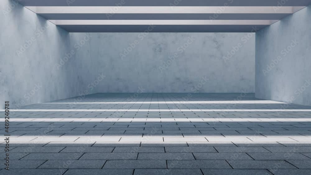 Concrete building with sunlight comes in, 3d rendering. Stock Video ...