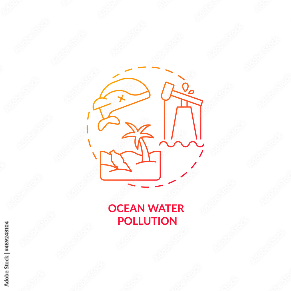 Ocean water pollution red gradient concept icon. Water contamination ...