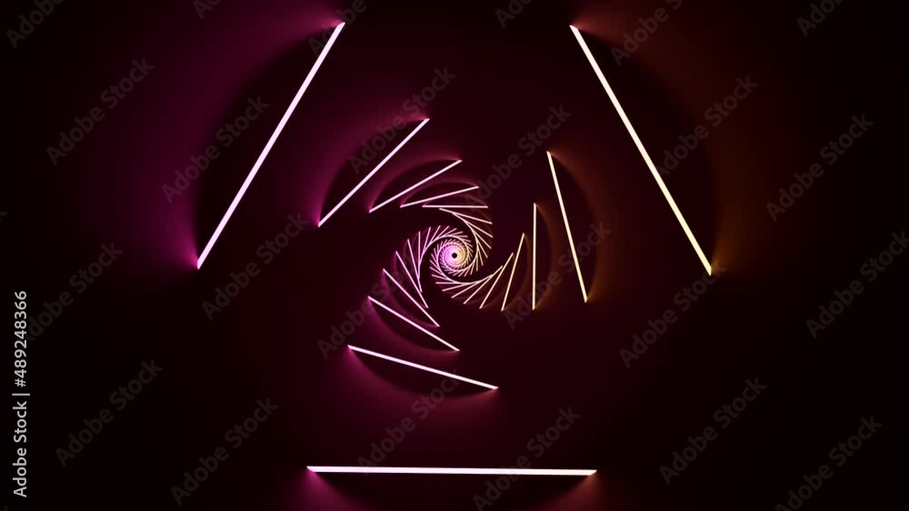 Violet large triangles with bright illumination. Design. Bright lines ...