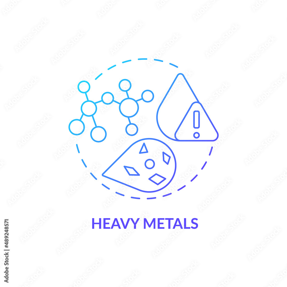 Heavy metals blue gradient concept icon. Water quality indicator ...