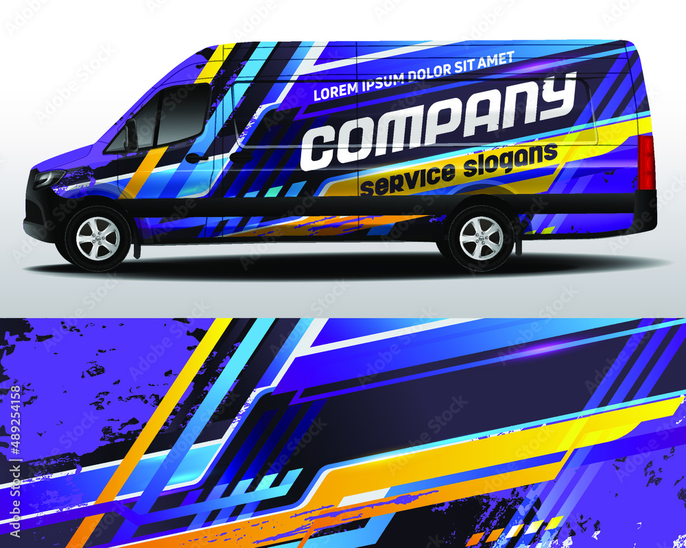 Car design for the company. Car branding. Branded car sticker with ...