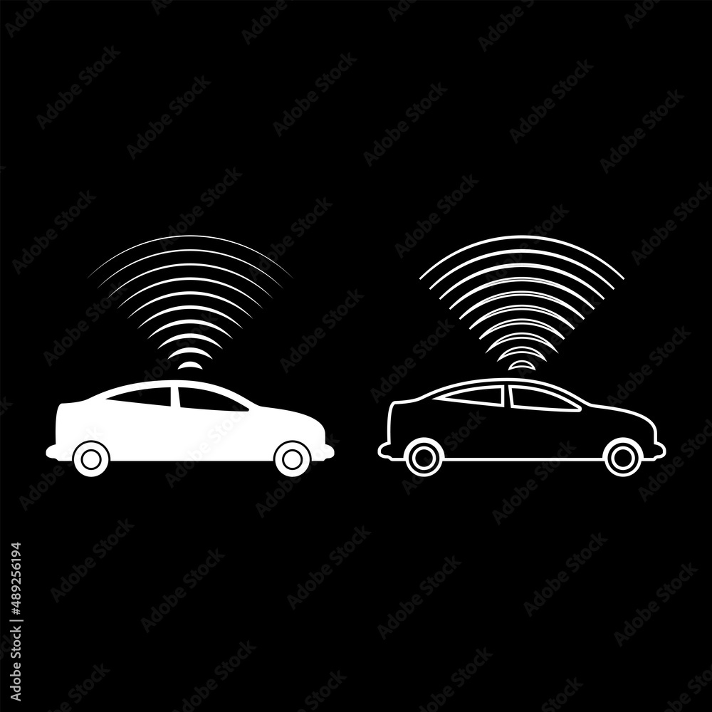 Car radio signals sensor smart technology autopilot up direction set ...