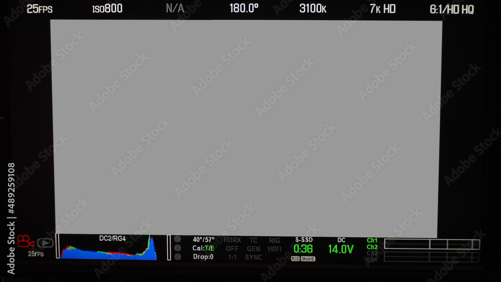 Video recording interface. VDO production recording camera viewfinder ...