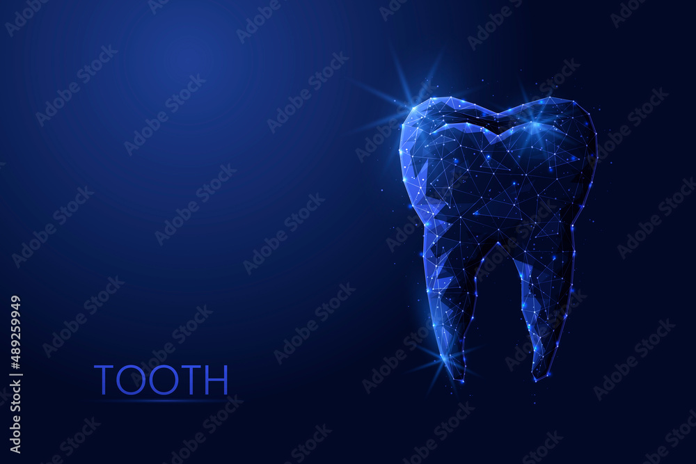 Human tooth low poly vector illustration. Concept of dental care and ...