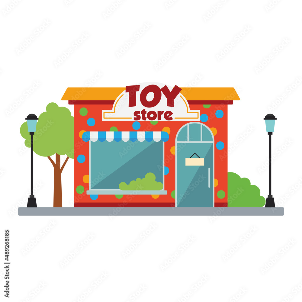 Isolated front view toy store building Vector Stock Vector | Adobe Stock