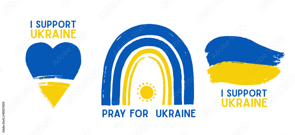 I Support Ukraine, Ukrainian flag with a Pray for Ukraine concept icon ...