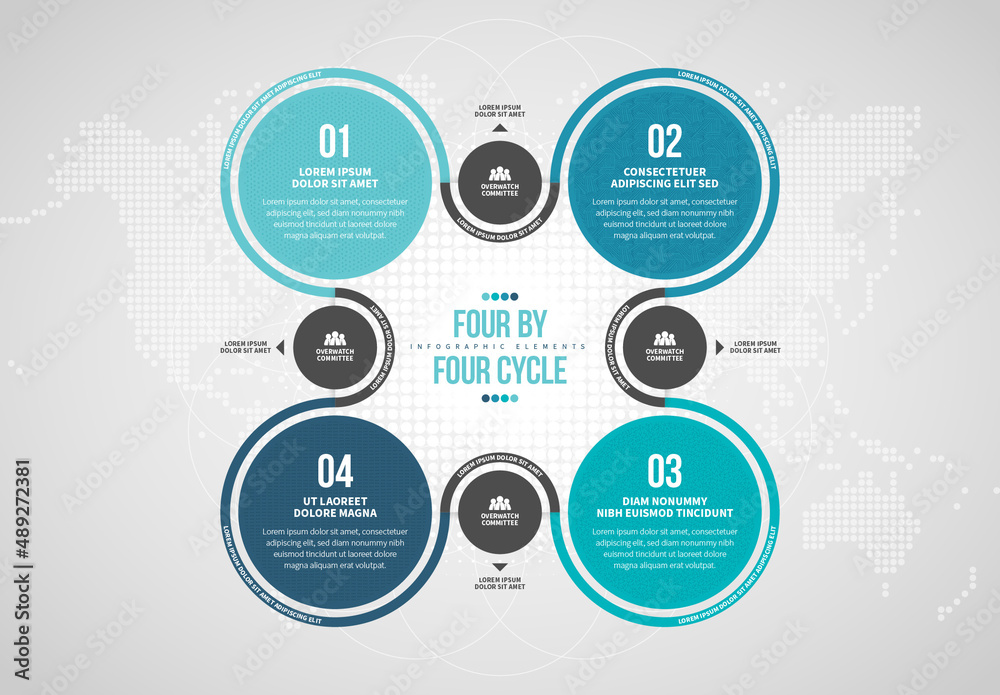 Four by Four Cycle Infographic Stock Template | Adobe Stock