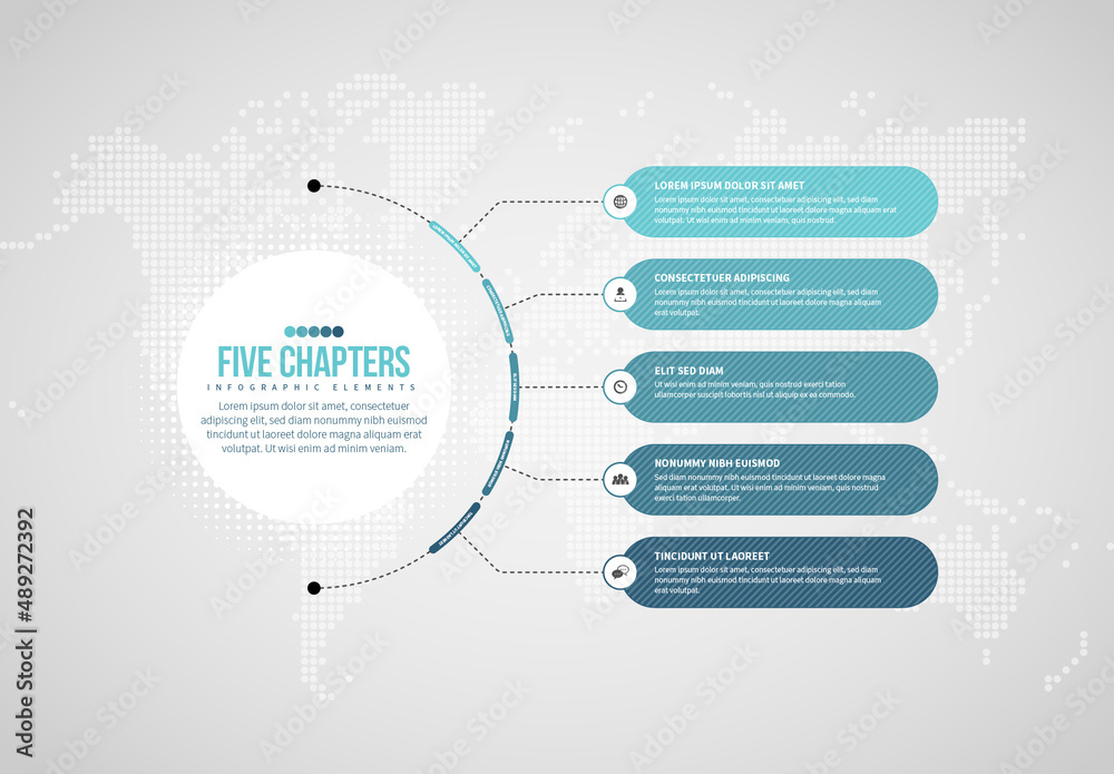 Five Chapters Infographic Stock Template | Adobe Stock