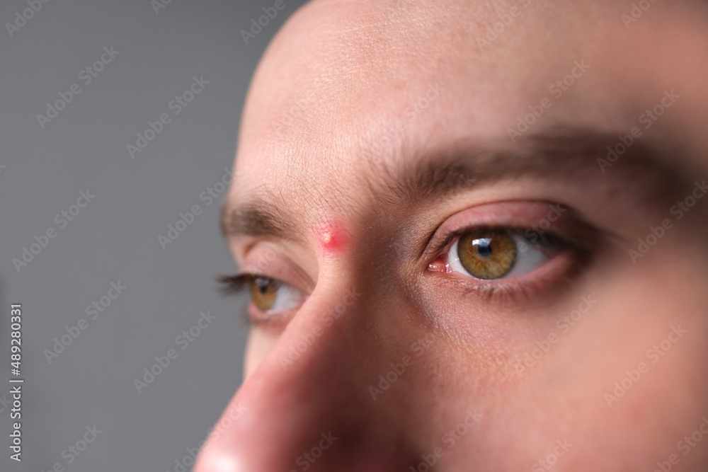 close up part of male face, guy, young brown-eyed man 25-30 years old ...