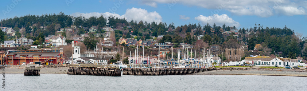 Port Townsend, Washington Waterfront Skyline. Panoramic view of the ...