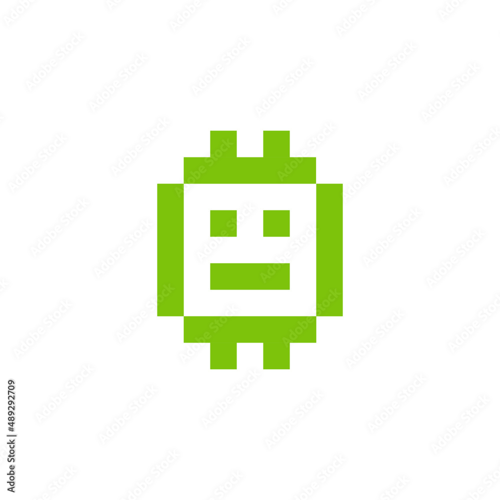 robot 8 bit pixel art icon vector isolated on white background. Stock ...